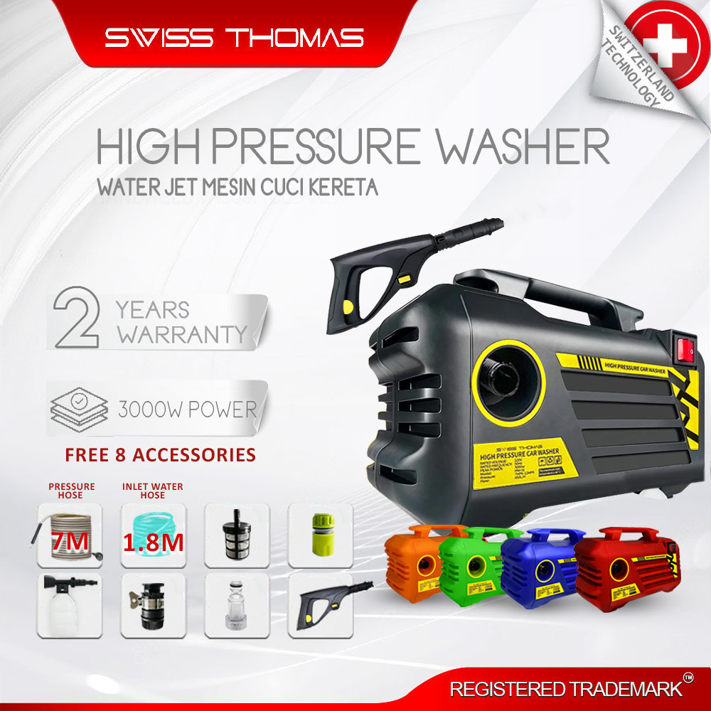 Swiss Thomas 3000W High Pressure WaterJet Water Jek jet Spray Bubble Foam Cleaner Mesin Cuci ...