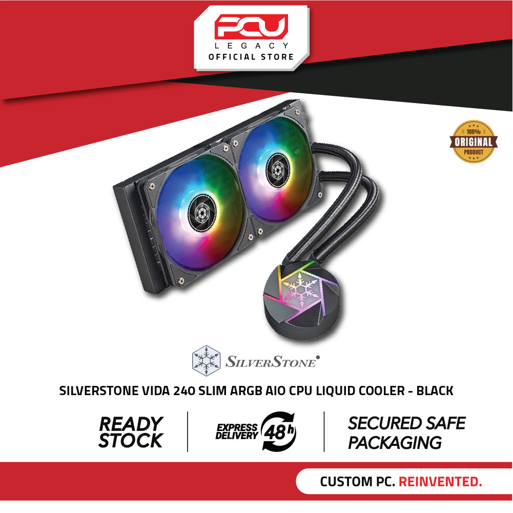 SILVERSTONE VIDA 240 SLIM ARGB AIO CPU LIQUID COOLER - BLACK | Shopee ...