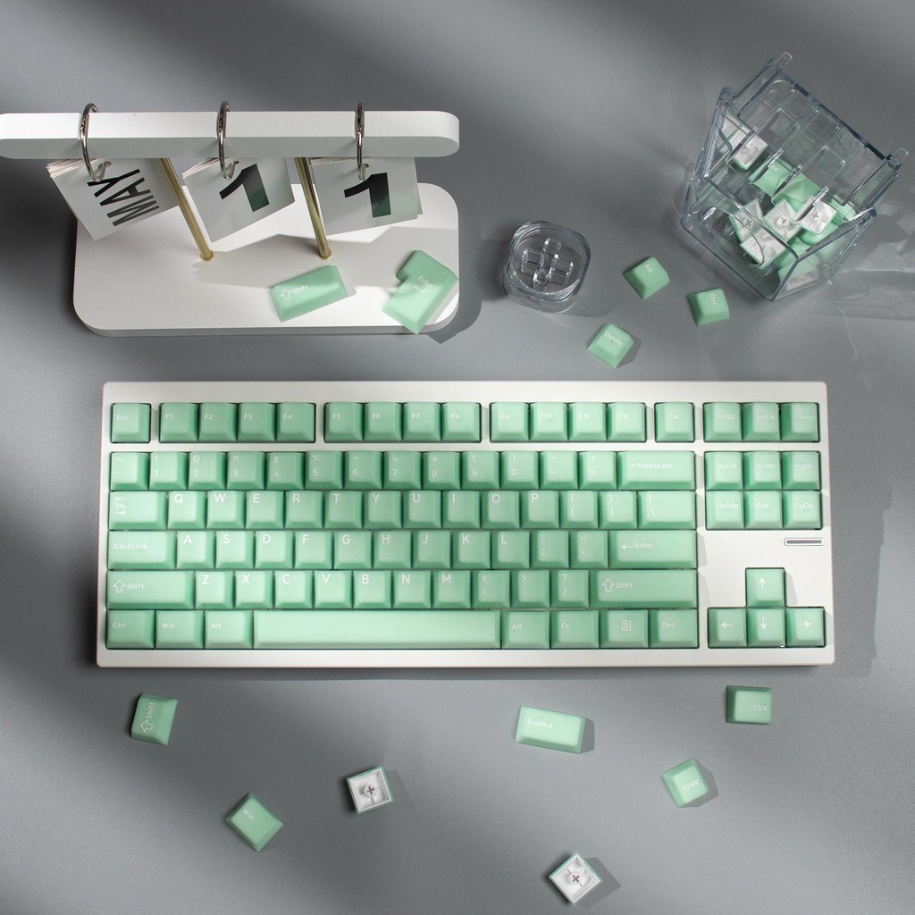 Jade color Keycaps Translucent PBT Double shot cherry profile keycaps ...