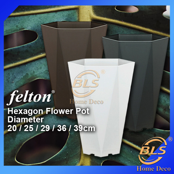 Felton Hexagon Flower Pot / Pasu Bunga Pokok Berkebun 2774 2775 2776 ...