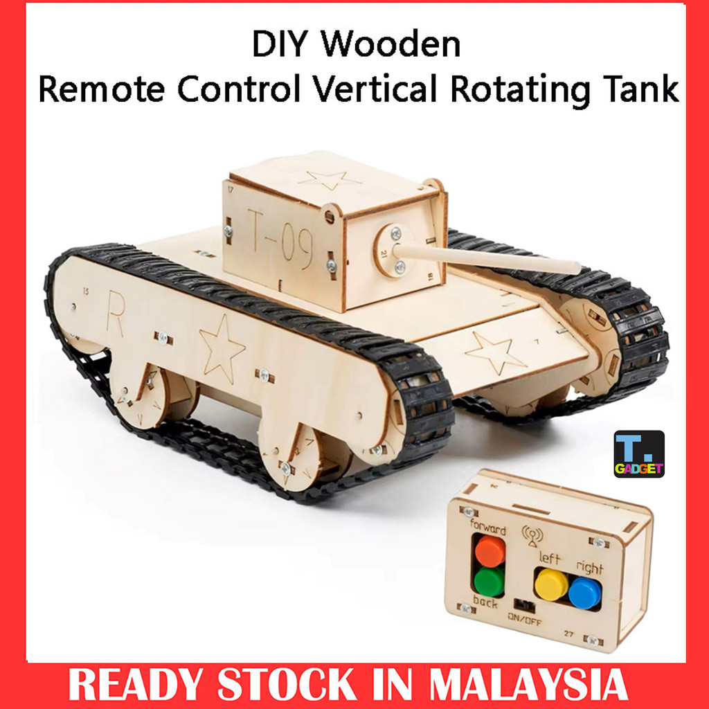 DIY Wooden Remote Control Vertical Rotating Tank Science Educational ...