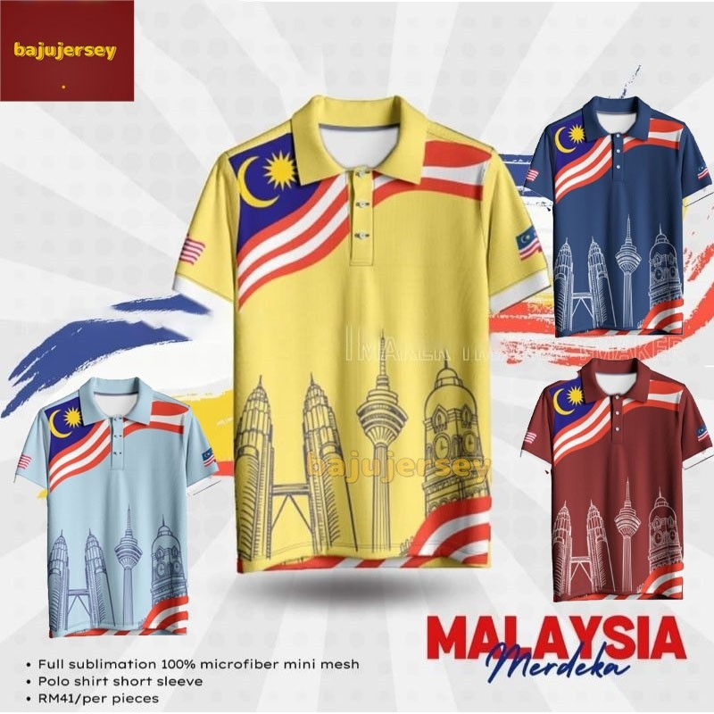 [ READY STOCK ] Baju Merdeka Design 2024 Full Sublimation Unisex Polo ...
