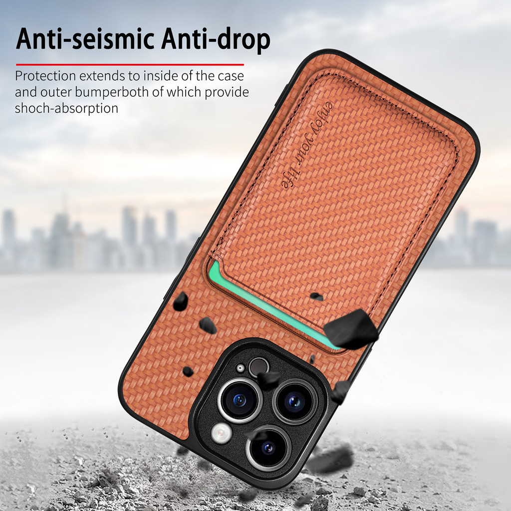 2 In 1 Carbon Fiber Magnetic Wallet & Macsafe Case for IPhone 17 14 13 ...