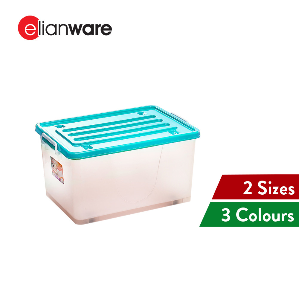 Elianware Multipurpose Transparent 4 Wheels Large Storage Box Organizer ...