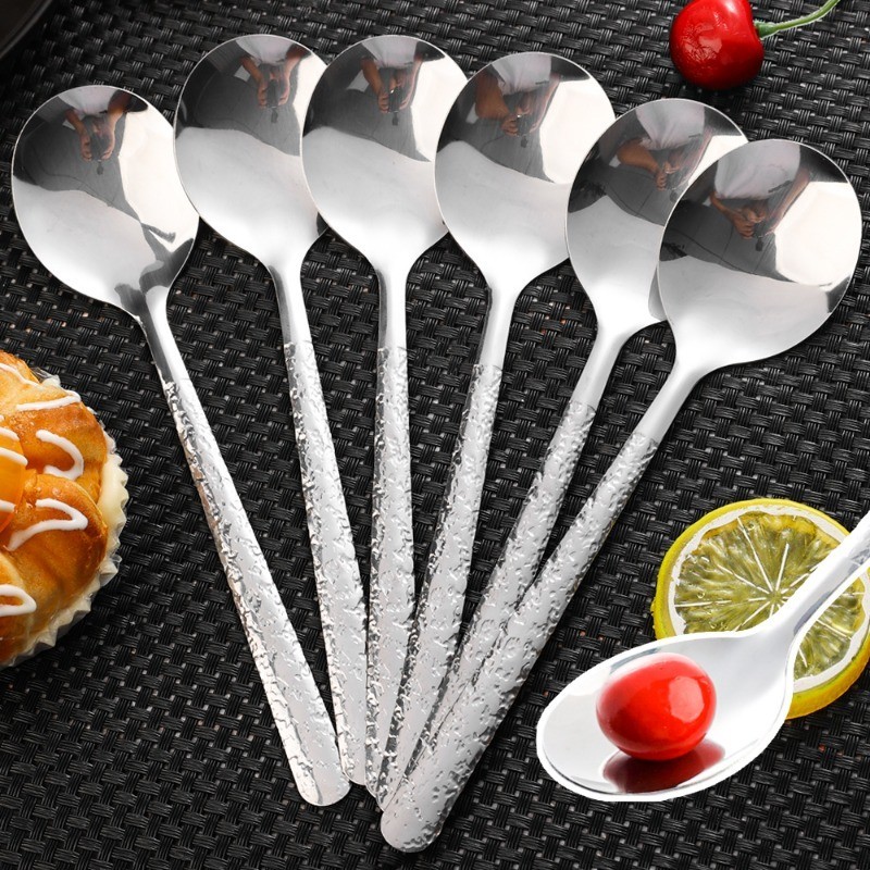 3Pcs Stainless Steel Silver Spoon - Long Handle Spoon - Head Soup Spoon ...