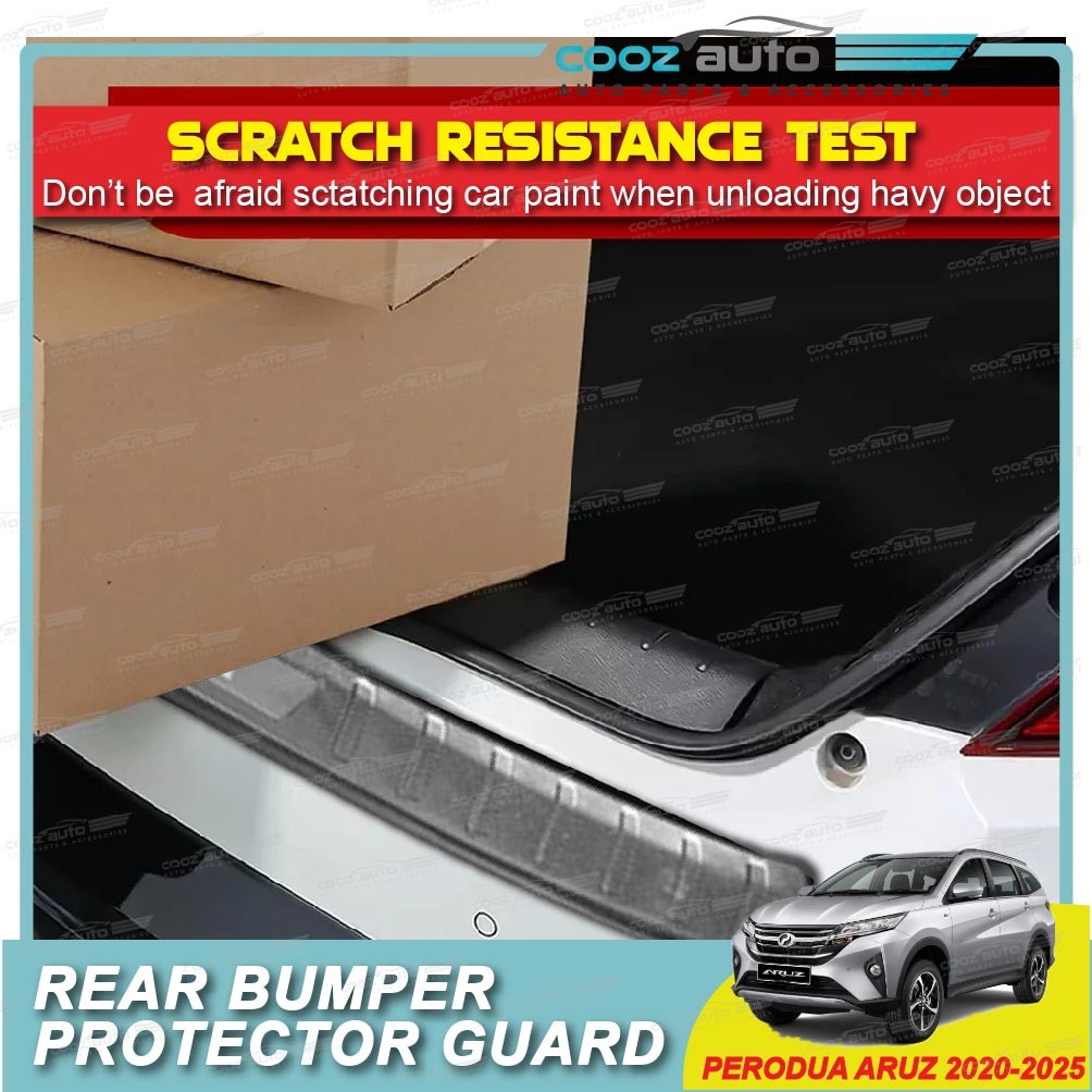 Perodua Aruz 2020 - 2025 Carbon Black Chrome ABS Rear Bumper Guards ...
