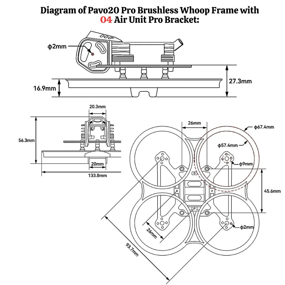 BETAFPV Pavo20 Pro Brushless Whoop Frame Whoop Duct VTX Bracket For ...