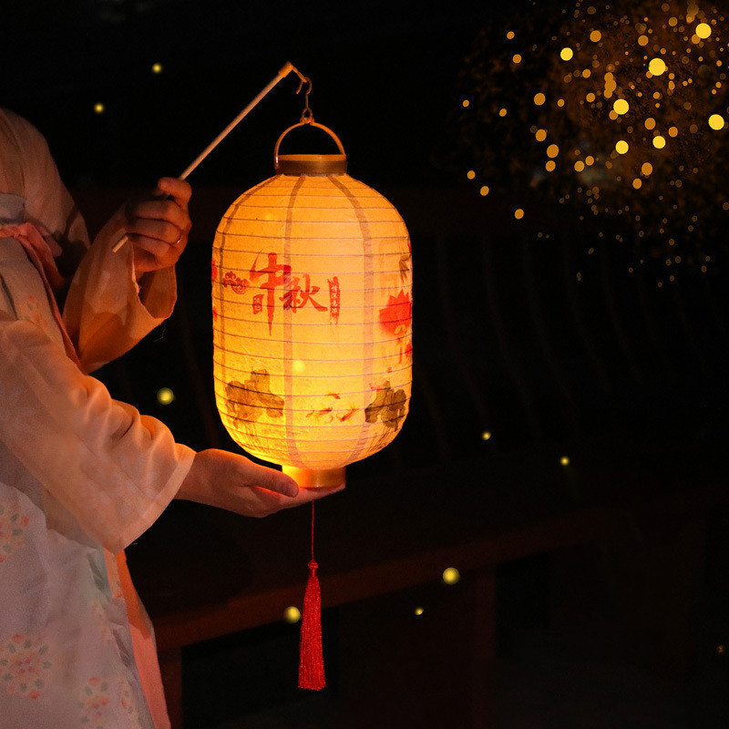 Chinese Style Lanterns Hand-held Cute Moon Rabbit Tassel Lamps Mid ...
