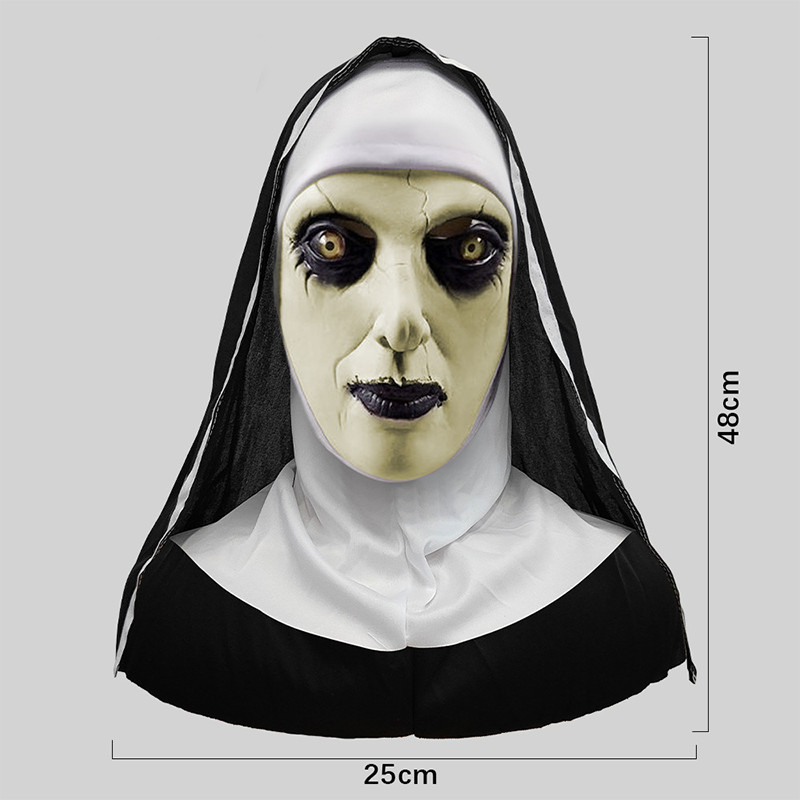 MYLITTLELASS Spooky Full Latex Nun Horror Fancy Dress Mask Conjuring ...