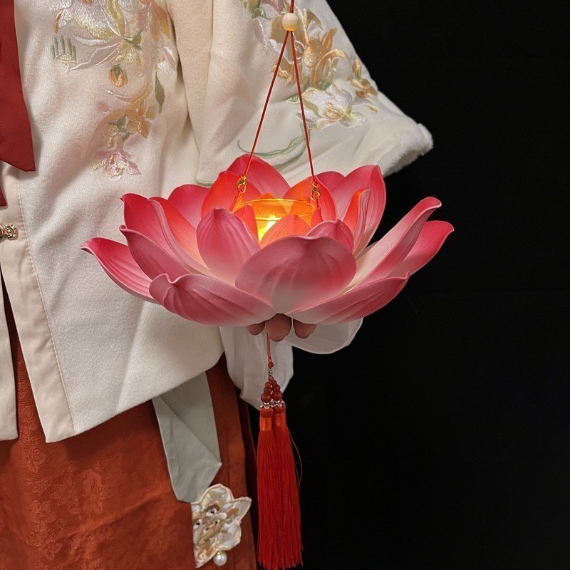 Ancient Style Lotus Lantern Kit DIY Handheld Tassel Flower Lanterns Mid ...