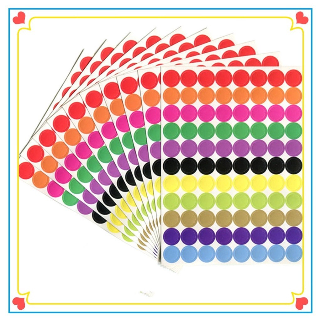 880 Pcs/10 Sheet Round Spot Circles Sealing Sticker Paper Labels ...