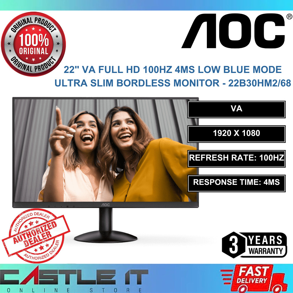 AOC 22" 22B30HM2/68 21.5" VA Full HD 100HZ 4MS VGA HD MI Bordless ...