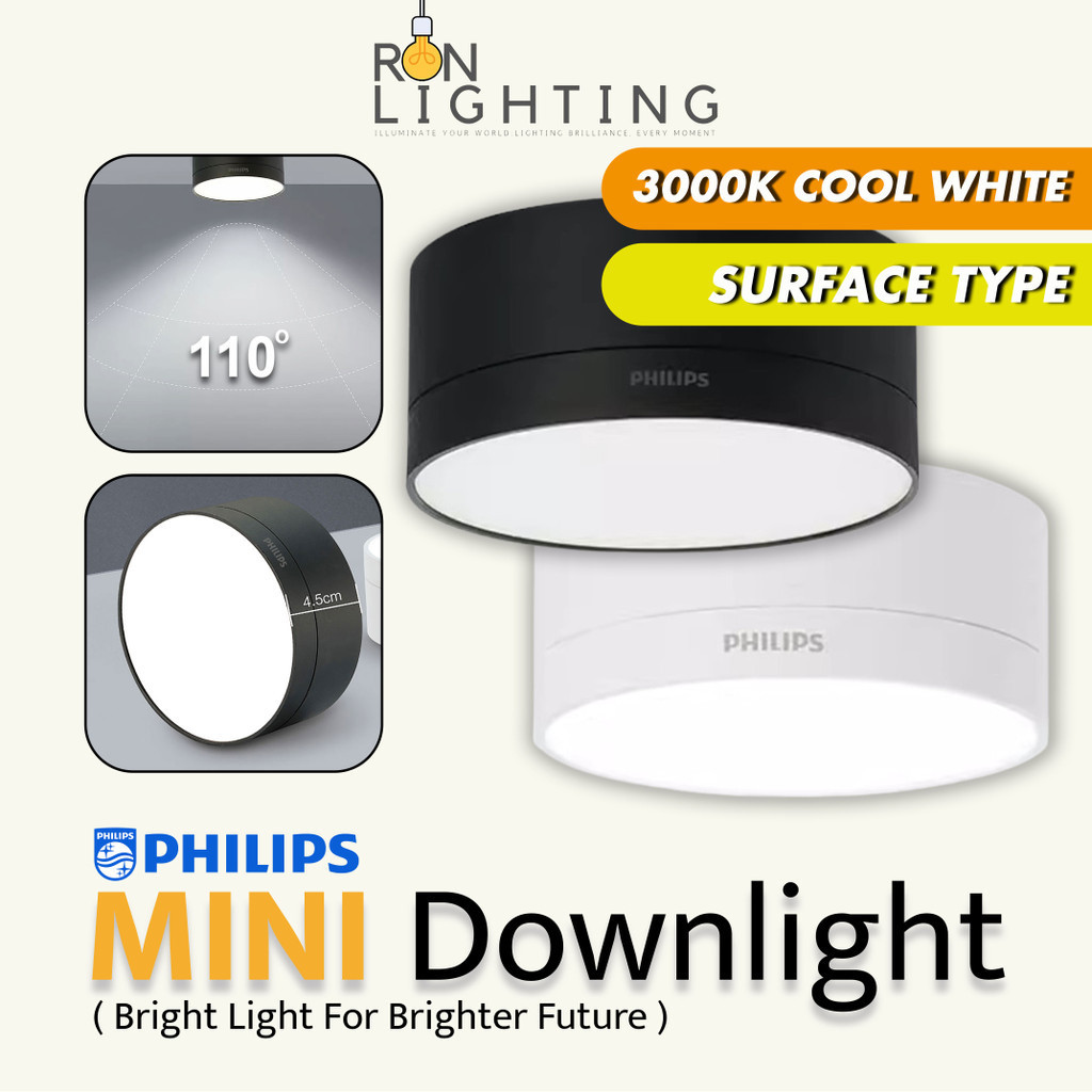 PHILIPS Mini Surface Downlight 5W Cool White (3000K) Lampu Led Siling ...