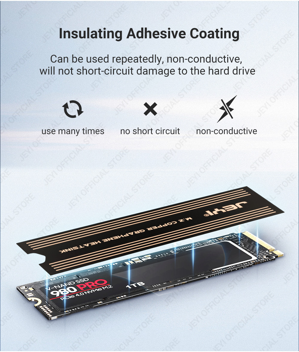JEYI Graphene 2280 2242 2230 M.2 SSD Heatsink, Dual-Layer Graphene Heat ...