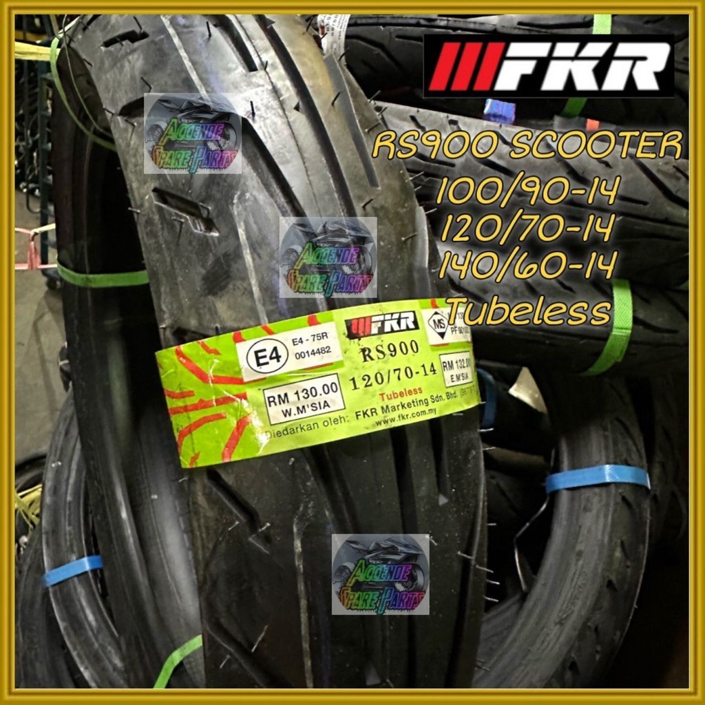100/90-14 120/70-14 140/60-13 Scooter RS900 Tubeless Tayar Tyre FKR ...