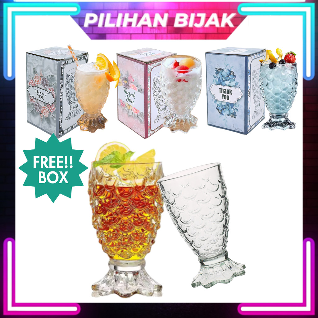 Mermaid Cup Glass Free Box Wedding Doorgift Mug Souvenir Kaca Gift Kaca ...