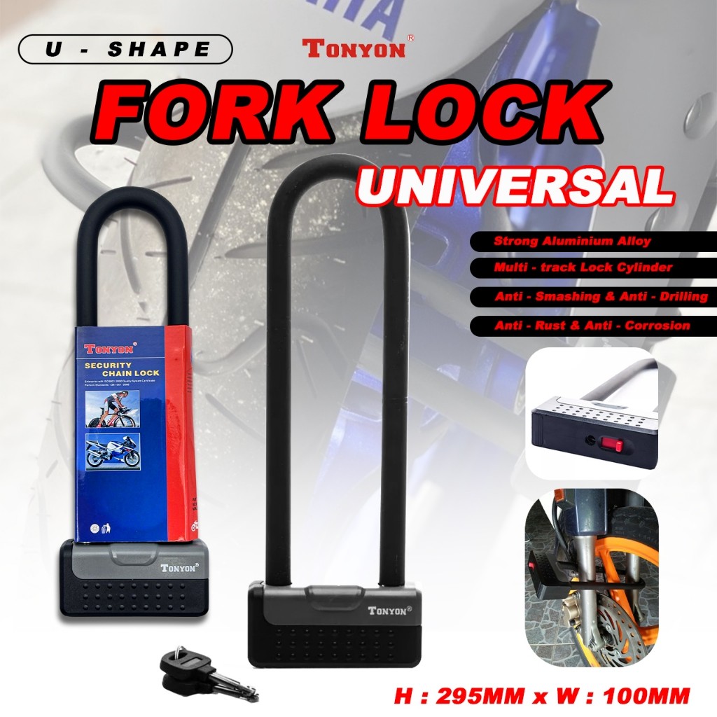 TONYUN Fork Lock Heavy Duty Security Chain Lock Motorcycle Motosikal ...