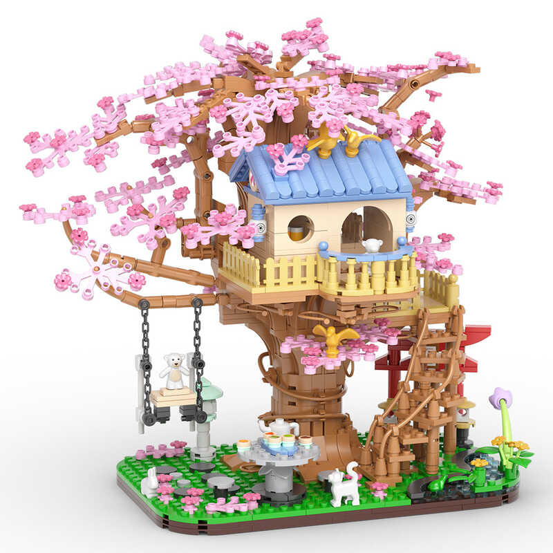 LY Ideas Sakura Blossom 1446Pcs DIY Mini Romatic Treehouse Building Brick For Boys And Girls ...