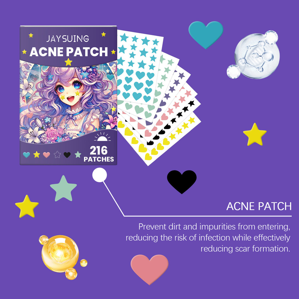 216patches JAYSUING Colourful Pimple Patch Cover Pimple Marks Acne Skin ...