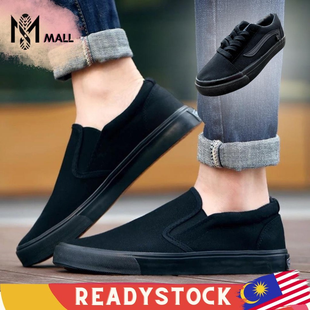 SM Kasut Sekolah Kasut Hitam Kilang Full Black Men Casual Sneakers ...