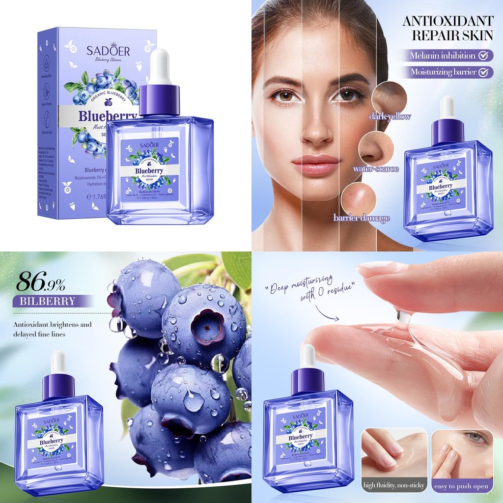 Sadoer Luxurious Blueberry Hyaluronic Acid Serum For Ultimate Hydration And Glow 50ml | Shopee ...