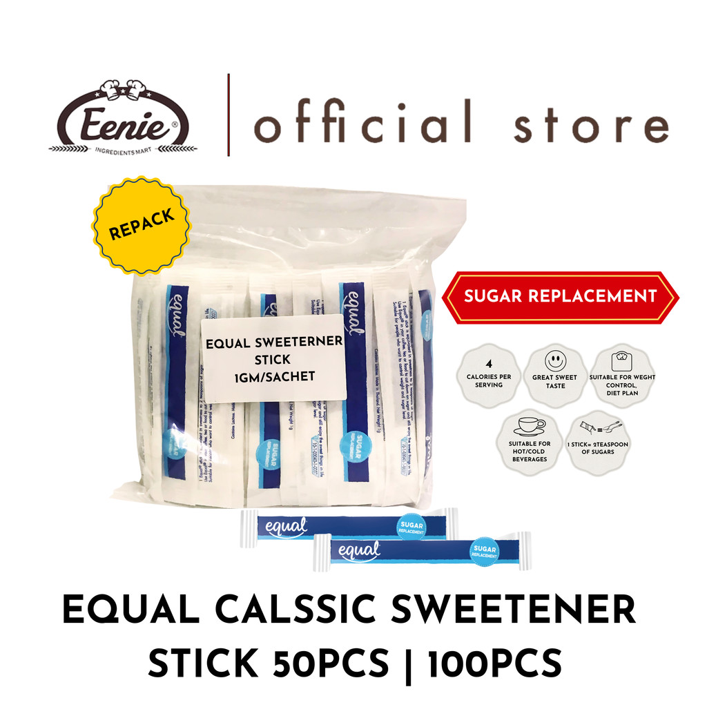 EQUAL CLASSIC SWEETENER STICK | SACHET | 50PCS | 100PCS | Shopee Malaysia