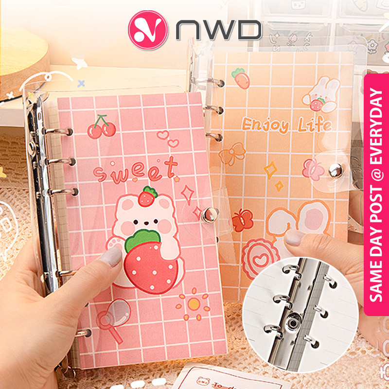 𝗥𝗘𝗙𝗜𝗟𝗟𝗔𝗕𝗟𝗘 》200 Pages Cute Cartoon A6 Handbook Loose-Leaf Line Grid 6 ...