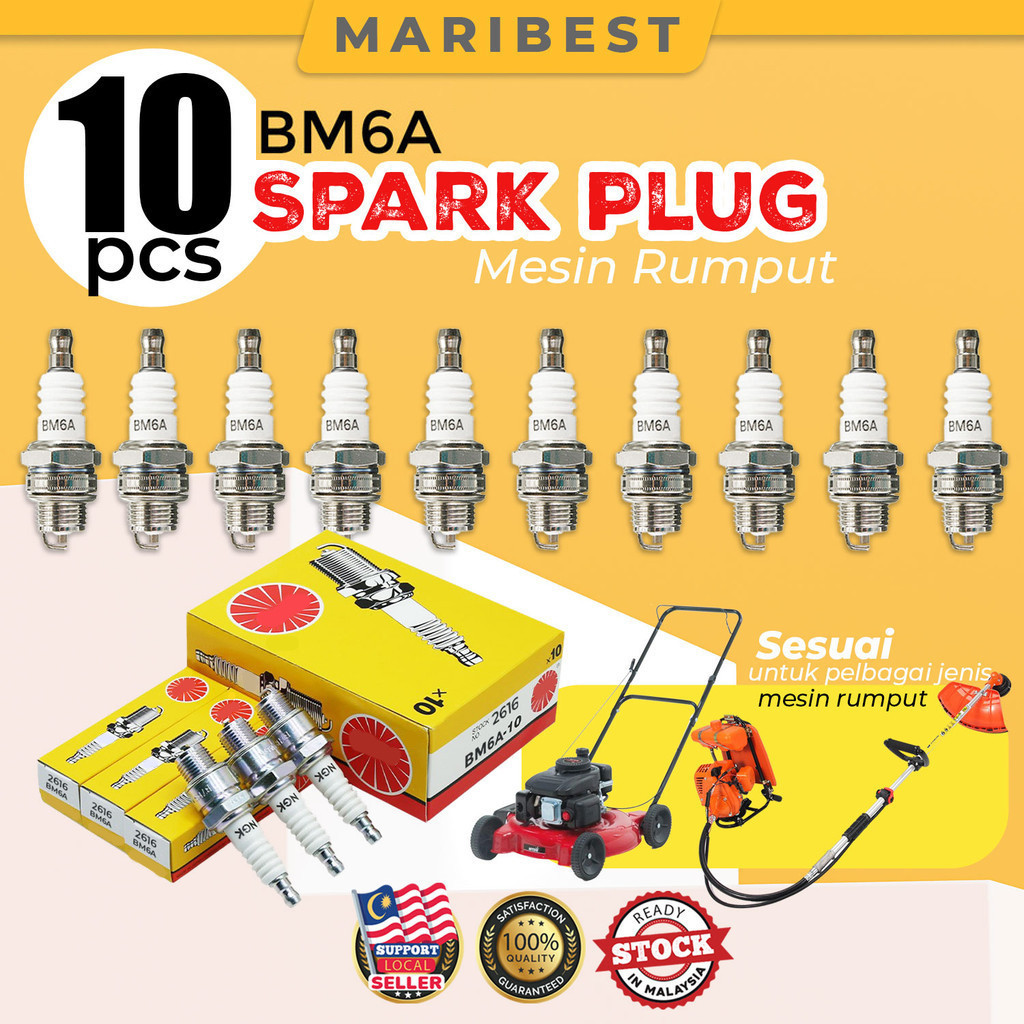 10PCS NGK BM6A C6HSA NGK Spark Plug For Lawn Mower Grass Cutter Brush ...