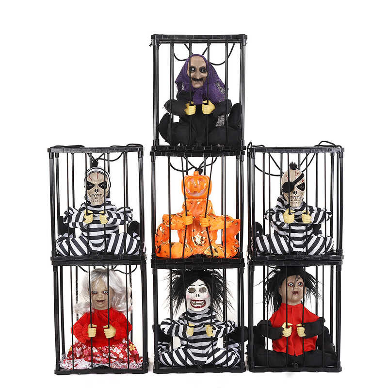 Haunted House Scene Layout Prisoner Cage Doll Props Halloween Horror ...