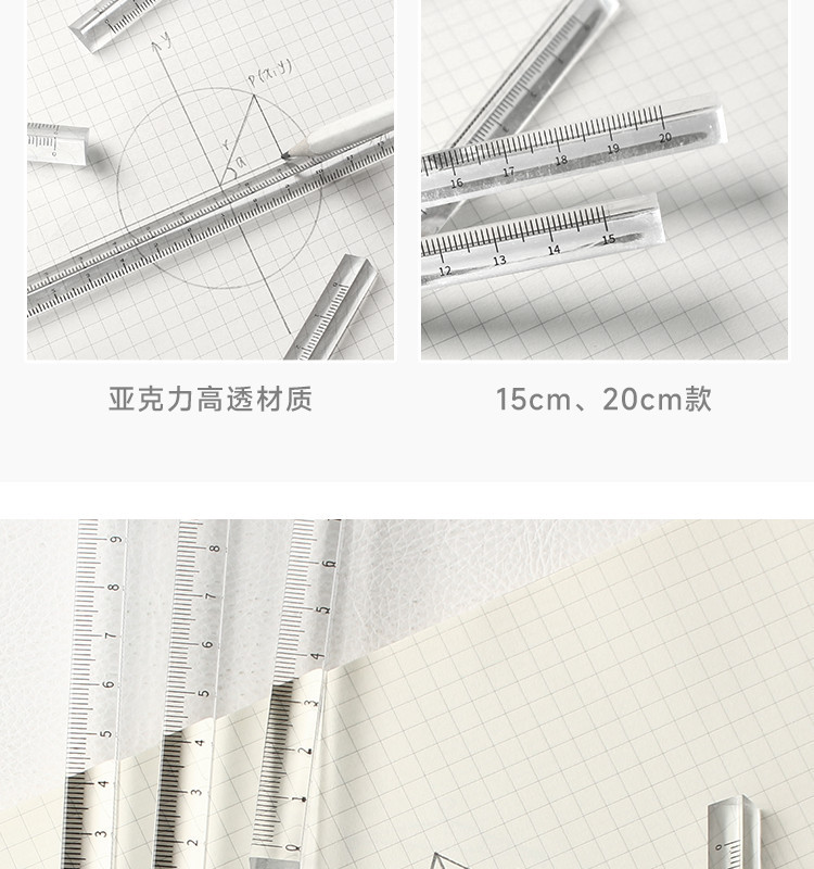 1PCS Transparent Triangular Ruler / Square Ruler Surveying Ruler Exam ...