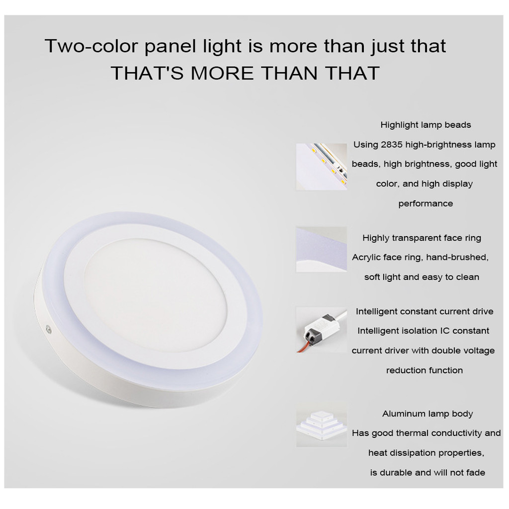 SOVER 2 Color 24W LED Surface Down Light Round BLUE + DAY LIGHT Lampu ...