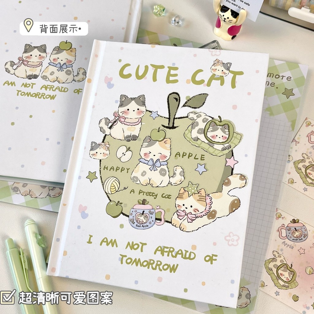 Buku Nota Kulit Keras Apple Cat A5 Baharu Comel Bernilai Tinggi Penuh ...