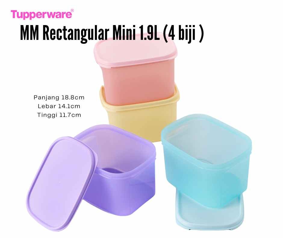 Tupperware MM Modular Mates Mini Rectangular 1.9L Bekas Makanan BPA ...