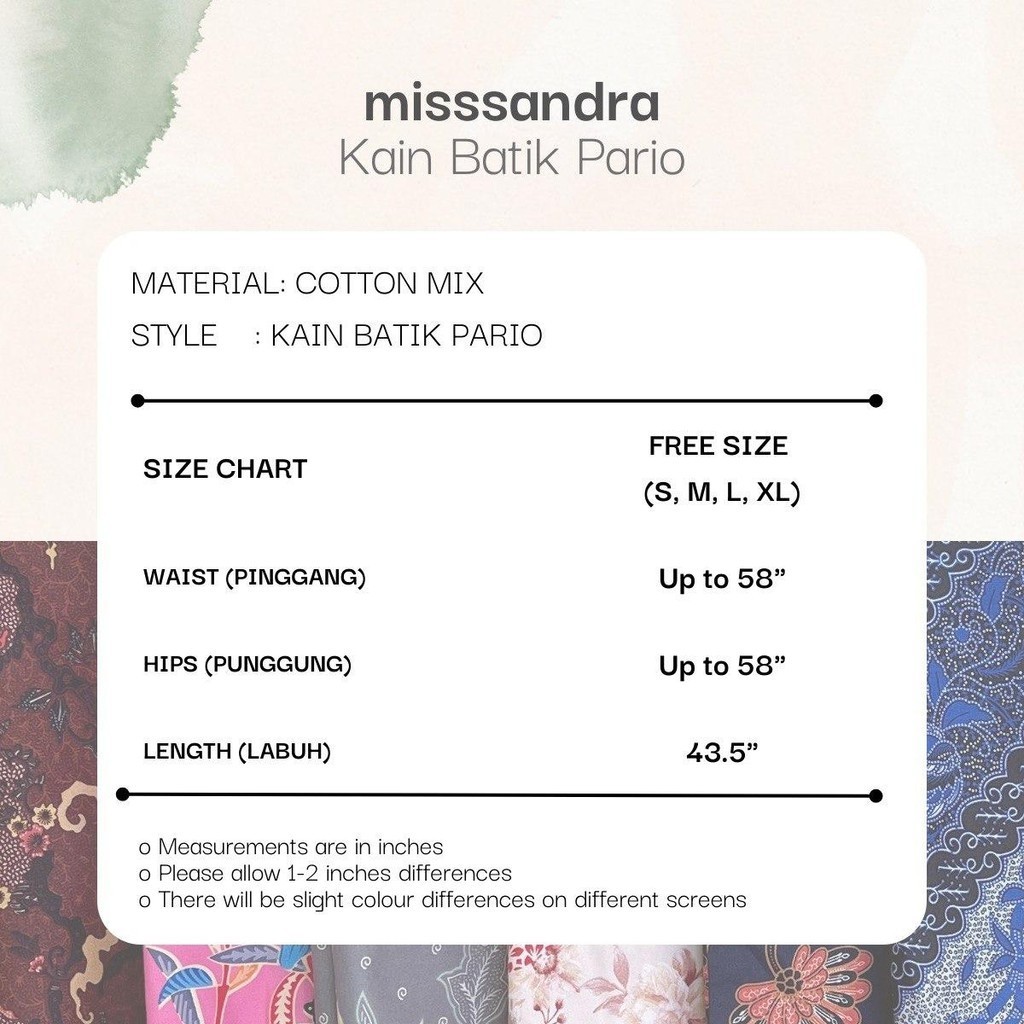MISSSANDRA KAIN BATIK PARIO SKIRT / FREE SIZE | Shopee Malaysia