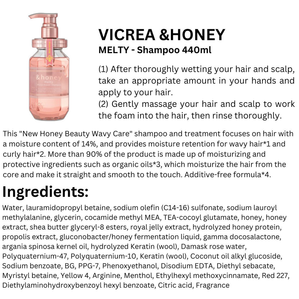VICREA &HONEY Hair Oil/Shampoo/Treatment/Hair Pack JP/JAPAN 『PRODUCT OF ...