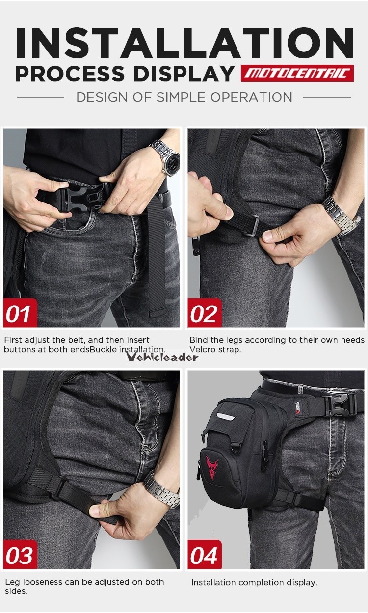 Motorcycle Drop Leg Side Bag Waterproof Outdoor Casual Waist Bags Hard ...