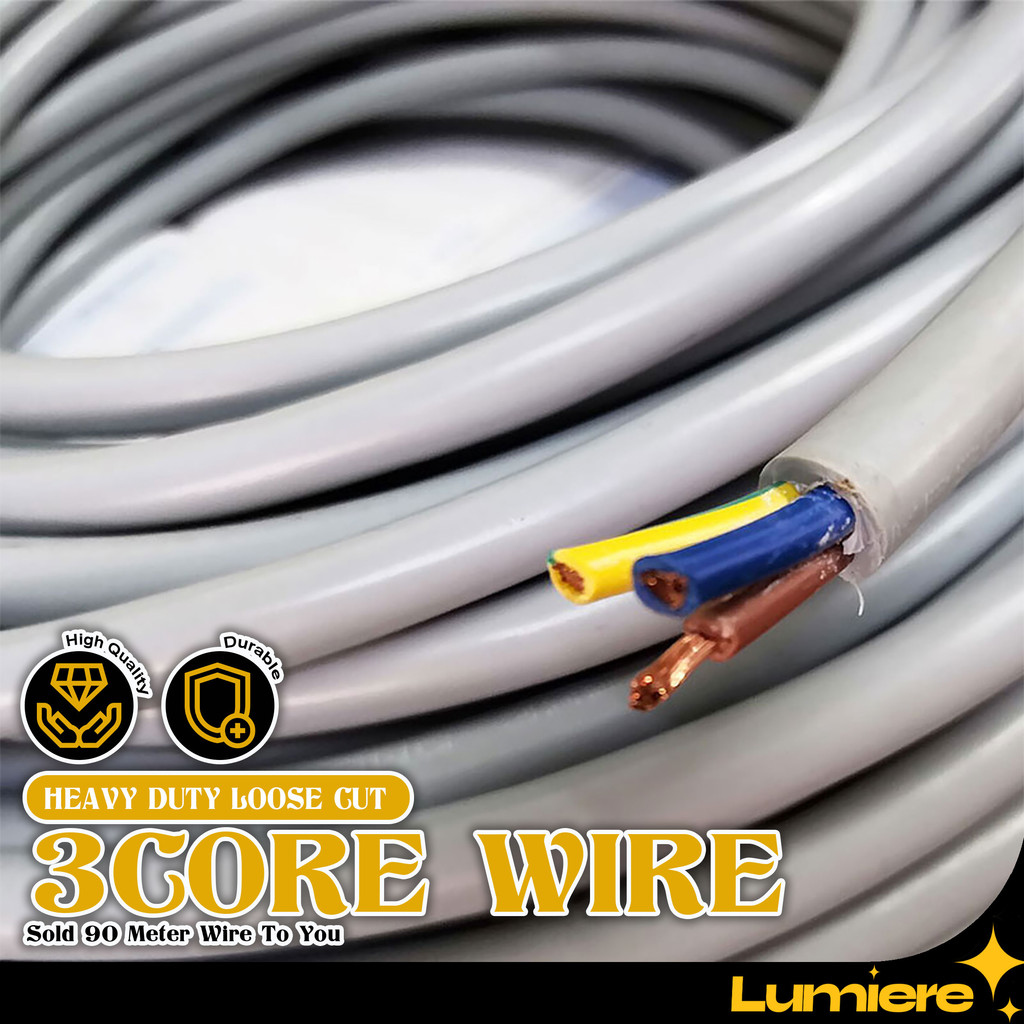 LUMIERE Wire Electrical Cable 3 Core Wires Flexible Cable 0.5mm 1mm 1 ...