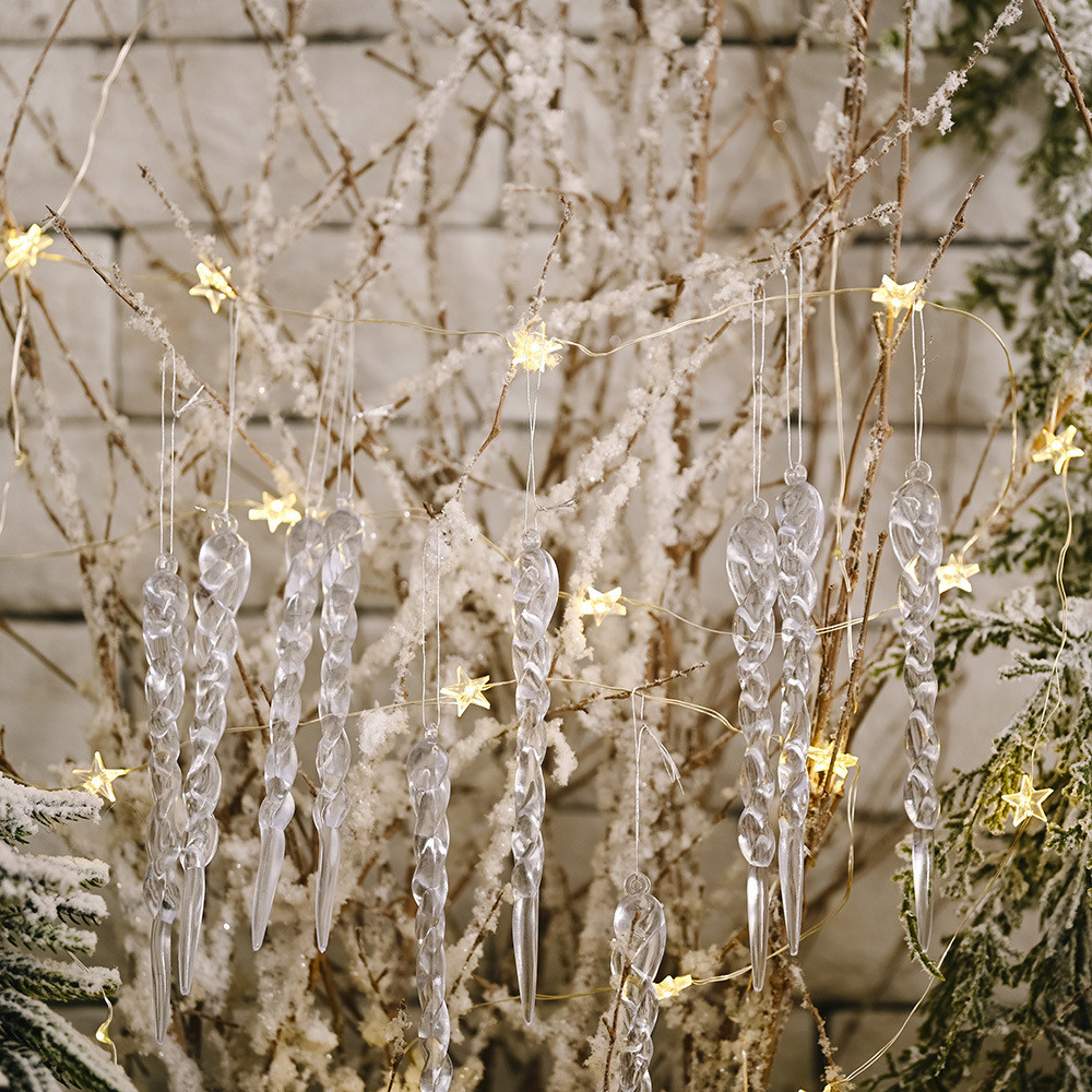 Crystal Christmas Decorations Acrylic Christmas Snowflake Icicle Drop ...