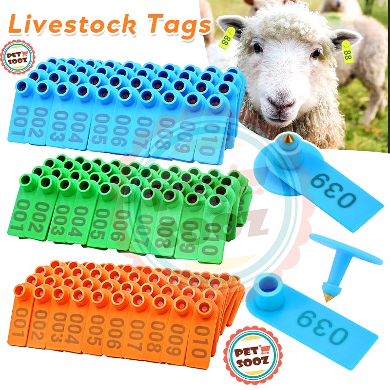 Goat ear tag 001-100 Number Cow ear tag Plastic Livestock ear tag for ...