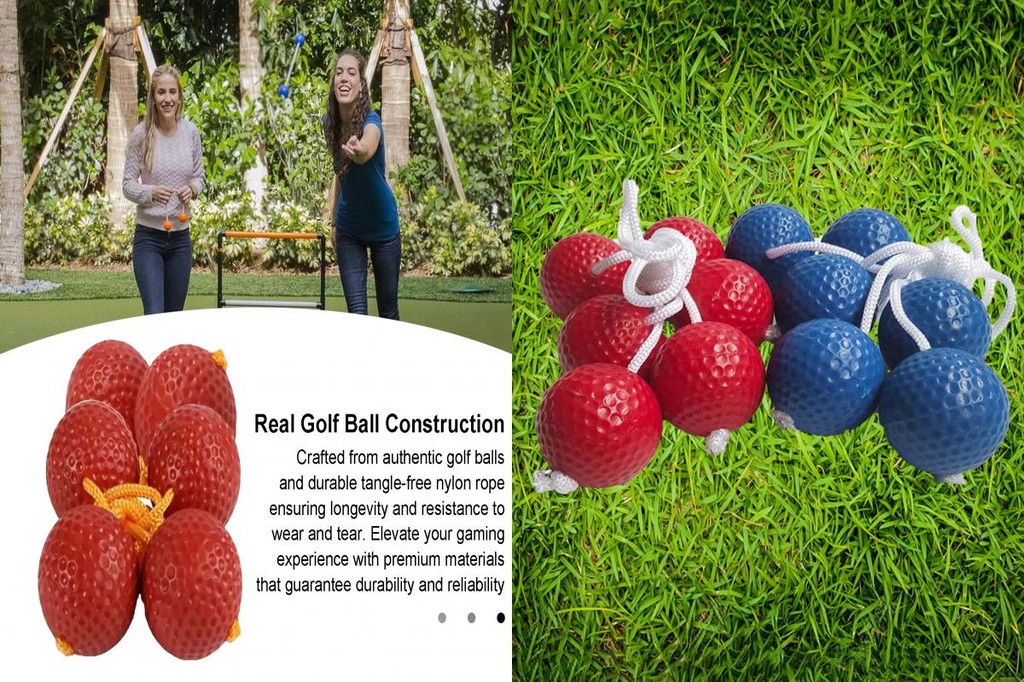 Caronvg Outdoor Lawn Game Balanced Ladder Ball Set 3 Pairs Real Golf ...