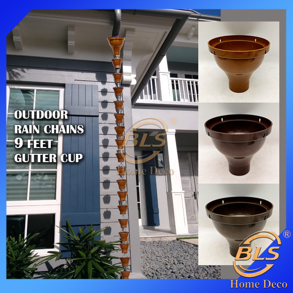 LS 9' Gutter Cup Rain Chain Garden Decor / Cawan Longkang Rantai Hujan ...