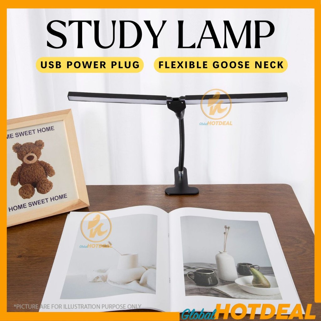 Clip On Study Lamp Flexible Gooseneck Book Reading Lamp Bed Lamp Lampu ...