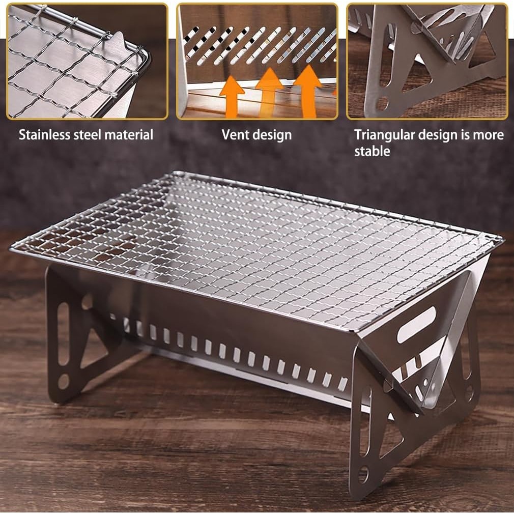 Portable Charcoal Grill Small BBQ Grill Patio Outdoor Grill Stainless ...
