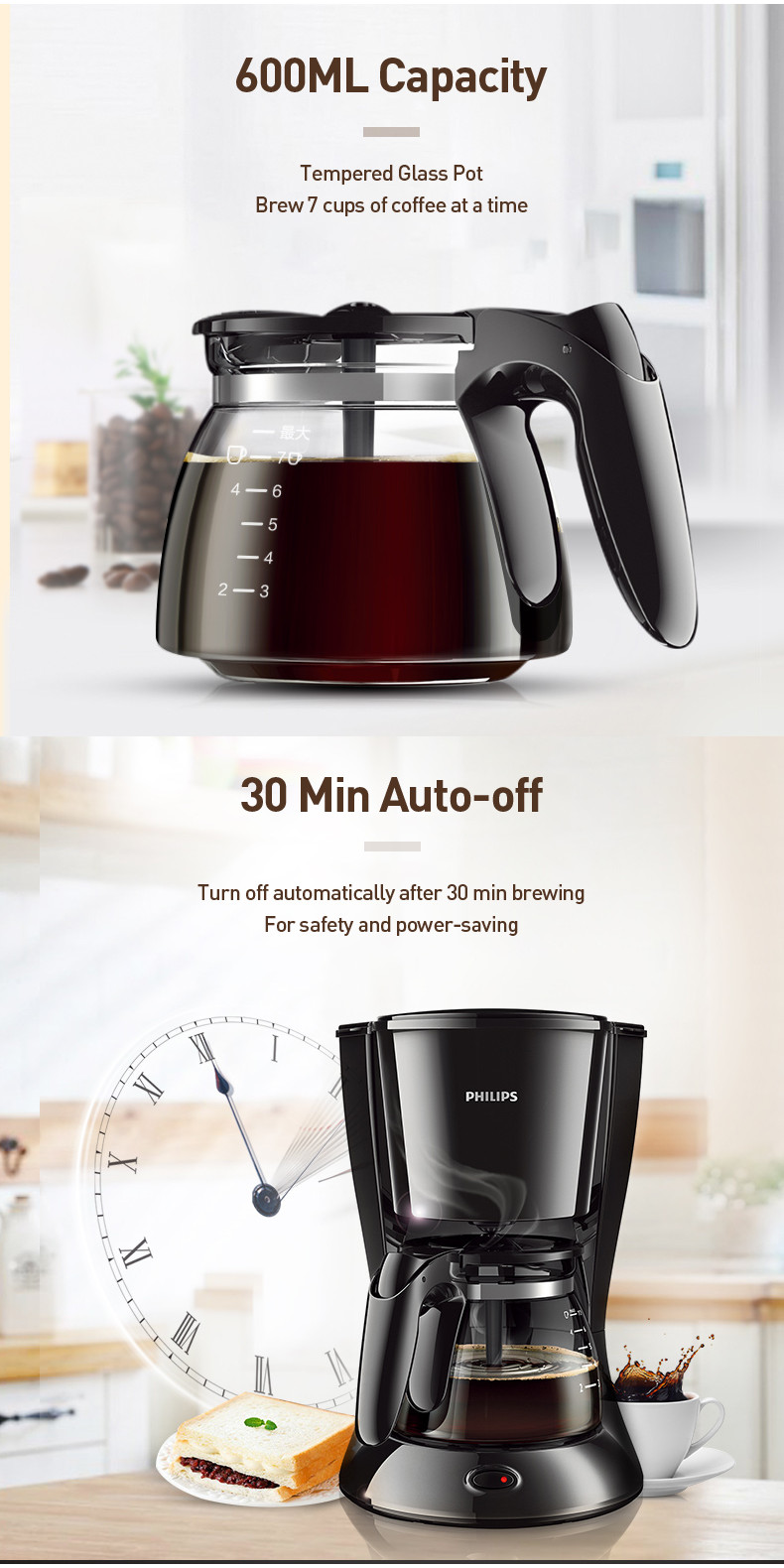 Philips drip coffee machine household American Coffee Maker HD7432 ...
