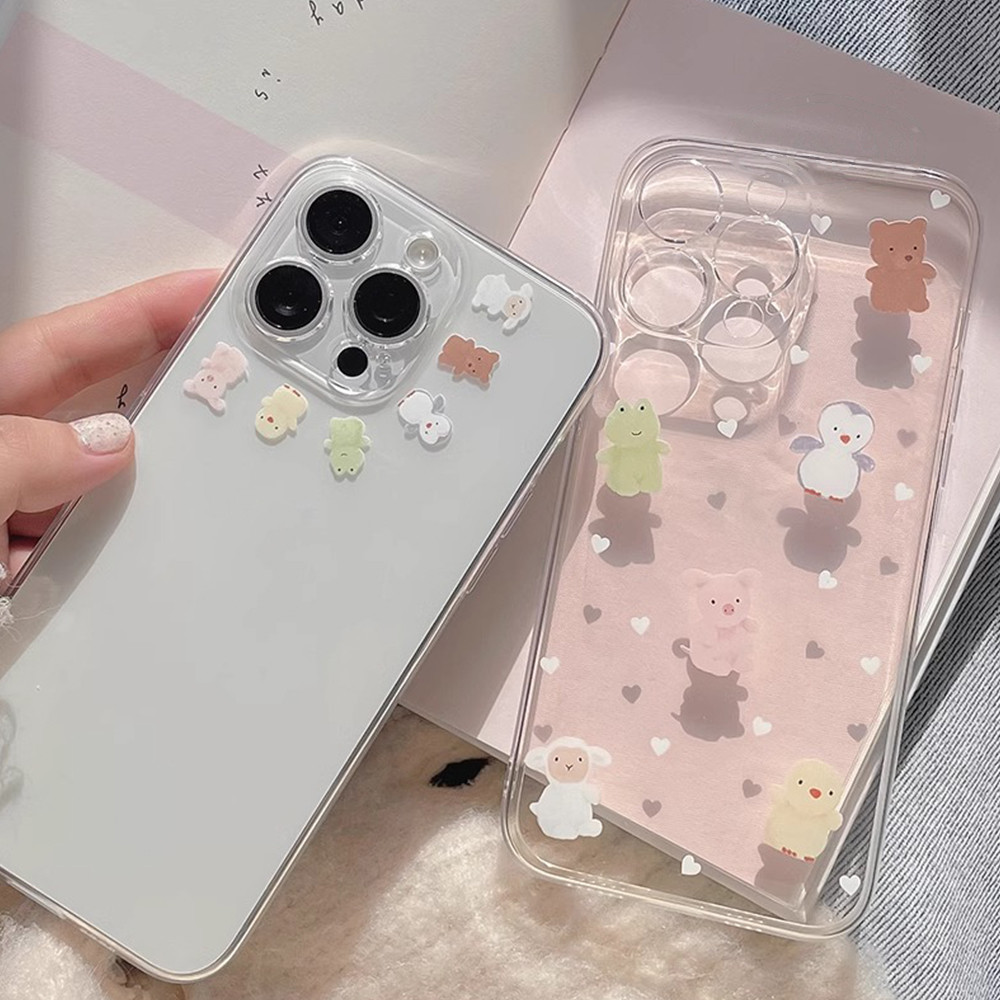 Cartoon Piggy Animal Transparent Phone Case for iPhone 11 16 15 14 13 ...