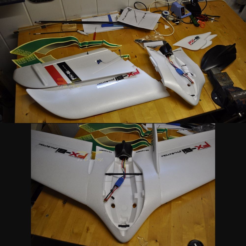 Pusher RC Plane Jet Kit Zeta FX-61 Phantom 1550mm FPV Flying Wing EPO ...