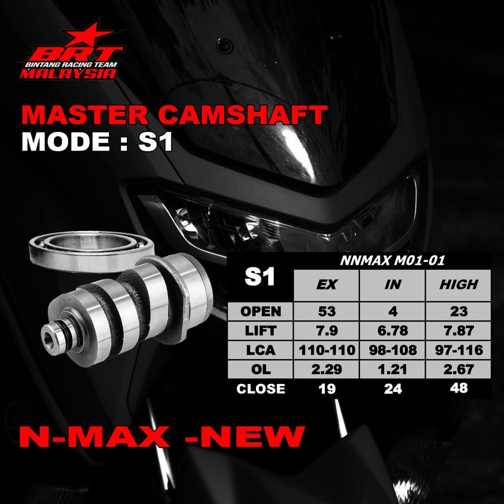 ( NVX 155 V2 / NMAX 155 V2 ) BRT racing camshaft high cam BRT master ...