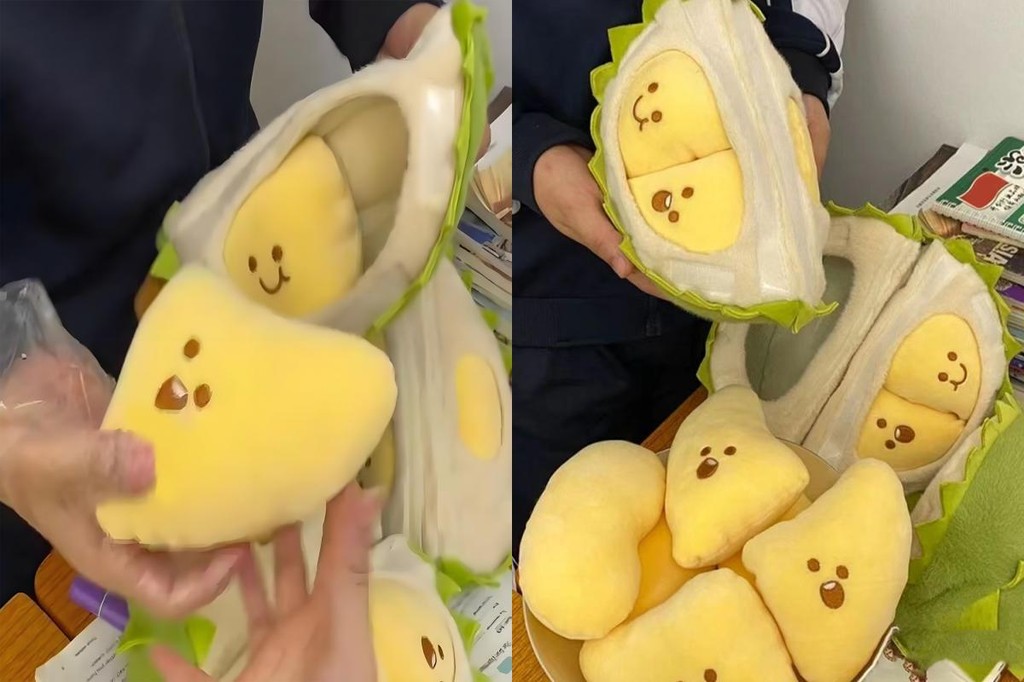 SF_ Durian Fruit Shell Plushie Removable Durian Toy Realistic Durian ...