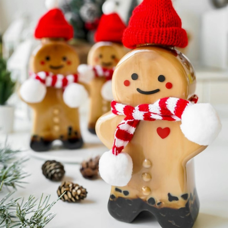 Gingerbread Man Bottle Plastic Party Decoration Containers Milk Tea ...