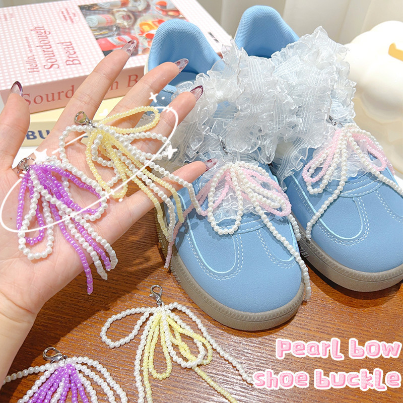 2Pcs Y2K Lace Bowknot Shoe Buckle - Bowknot Shoelaces Clip - DIY ...